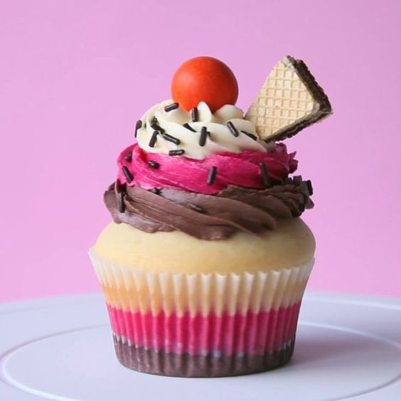 Neapolitan Cupcakes - Carrie Brixey | Dessert Recipes