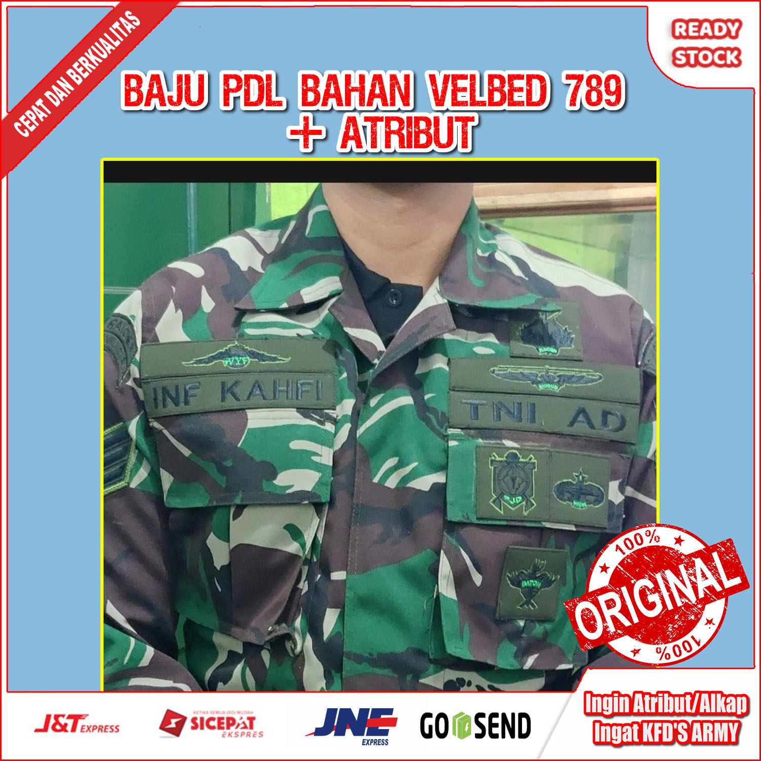 Baju PDL TNI bahan velbed 789 + atribut