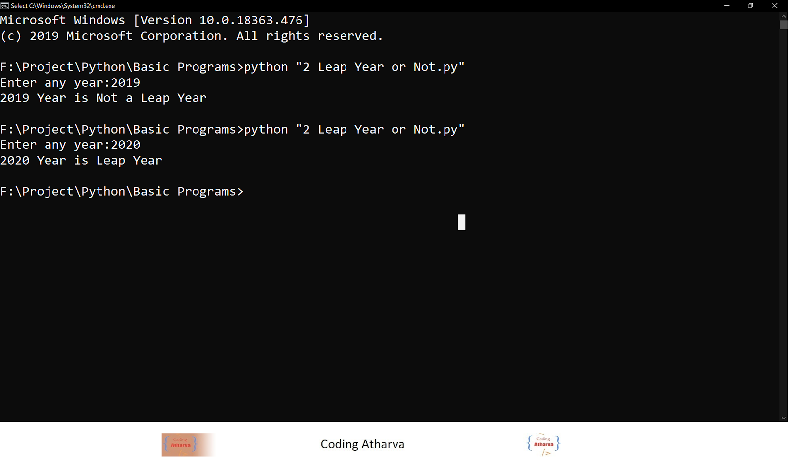 2 Program to check year is Leap Year or not in Python ~ Coding Atharva