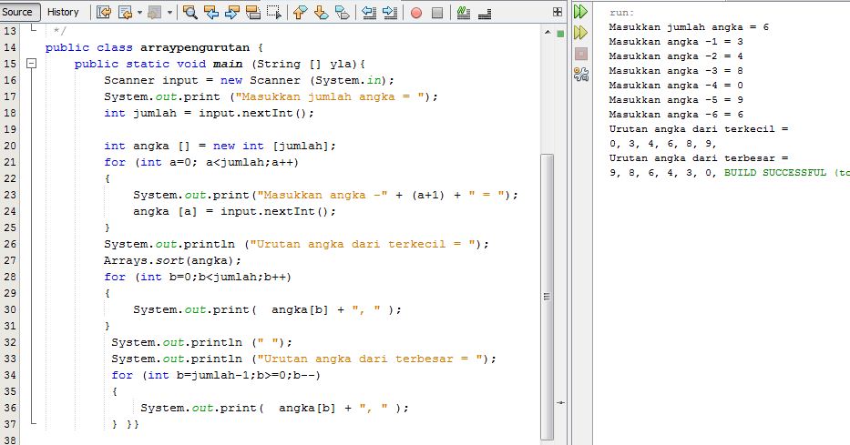 Sika's Idea: Latihan array pengurutan bilangan