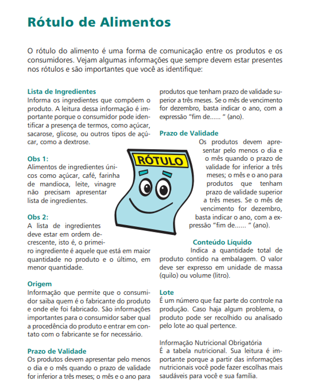 Higiene e Segurança Alimentar: Rotulagem de alimentos