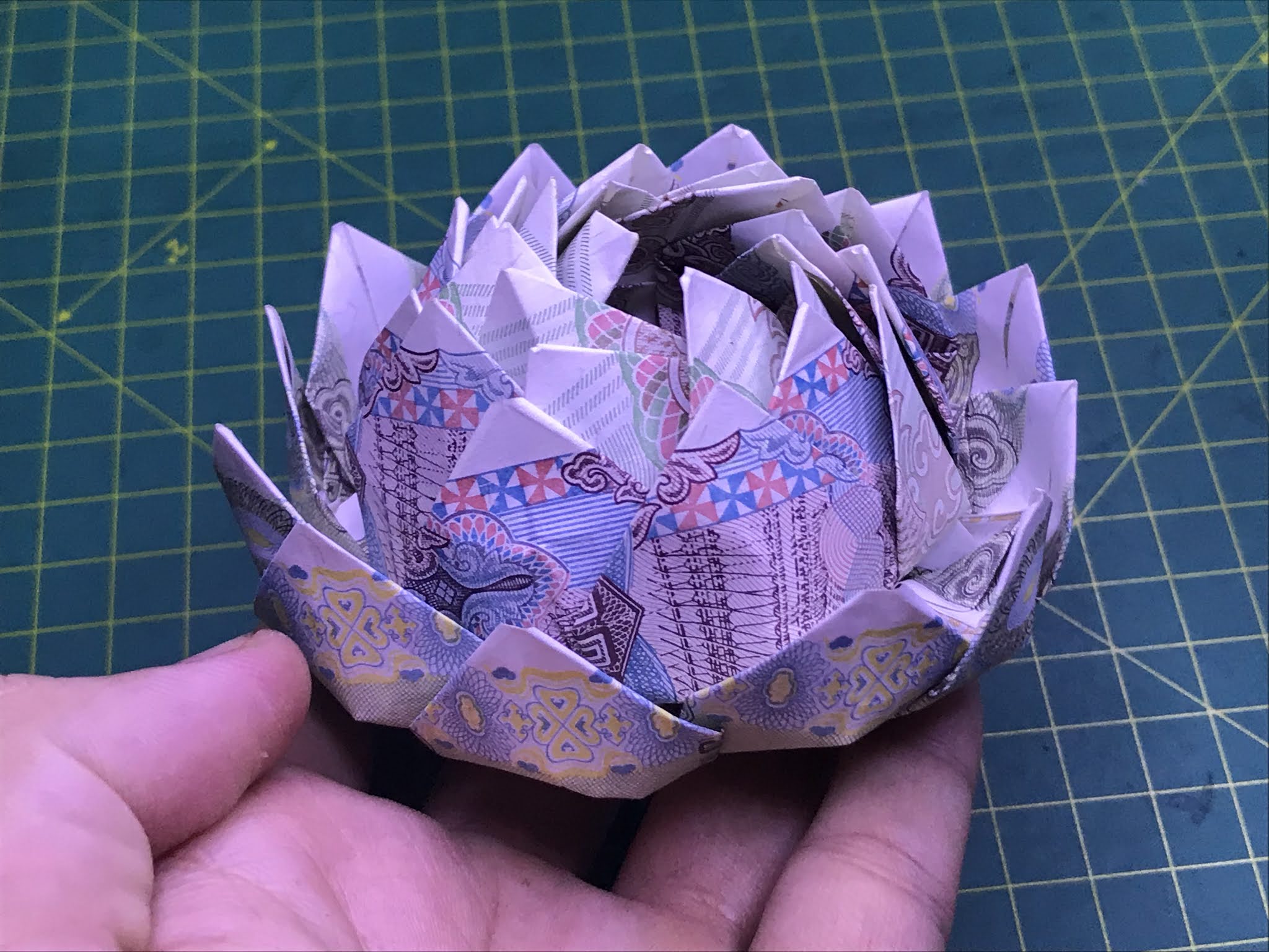 origami hướng dẫn cách làm hoa sen bằng tiền giấy money origami flower ...