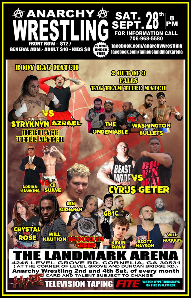 Anarchy Wrestling in Cornelia on September 28 | Georgia Wrestling History