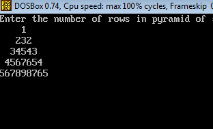 WAP to print pattern like "1 232 34543 4567654 567898765".