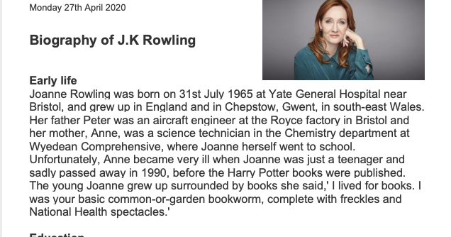 CHALKHILL WRITERS: The Biography of J.K. Rowling