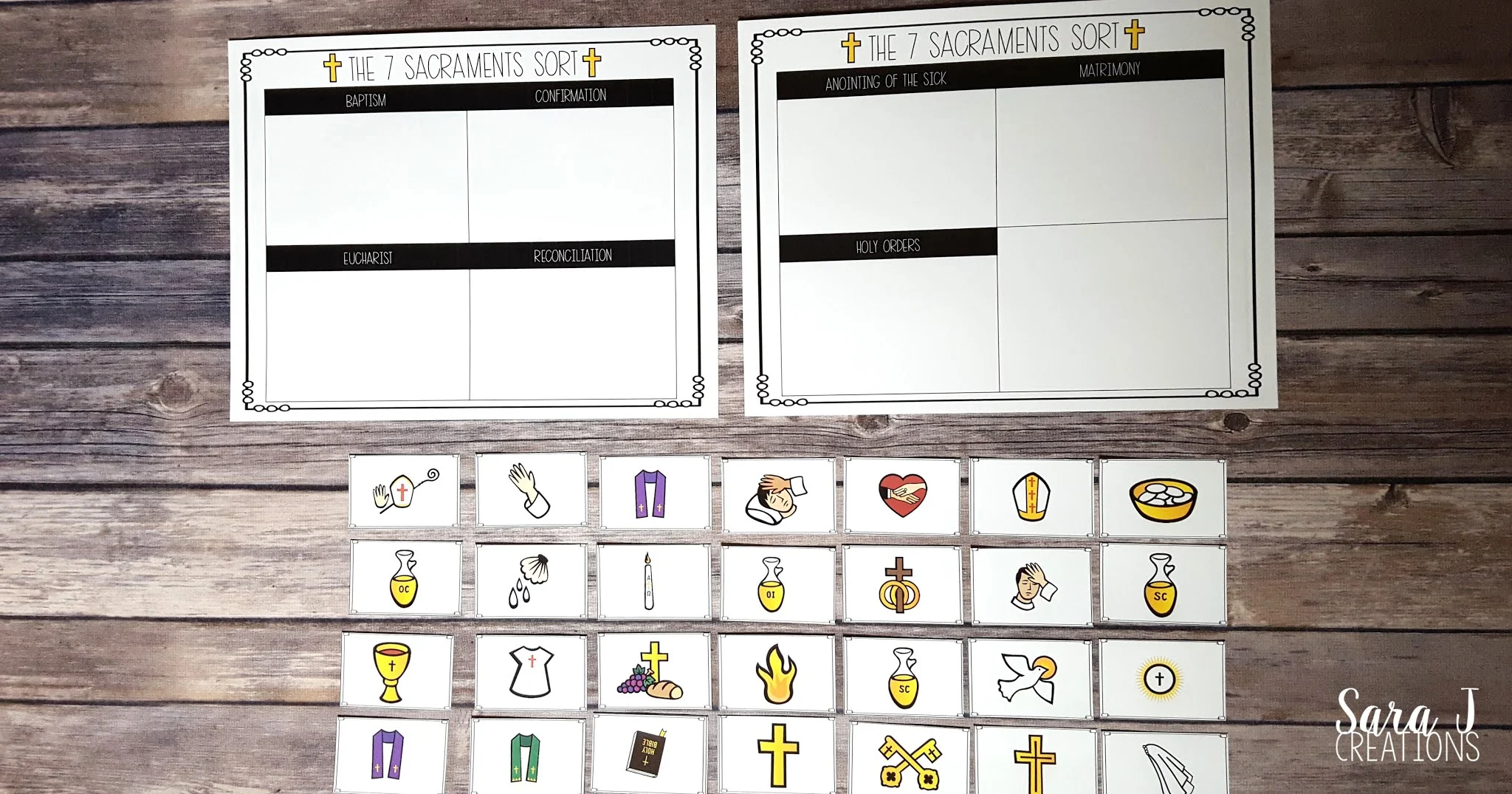 Seven Sacraments Sorting Game Freebie | Sara J Creations