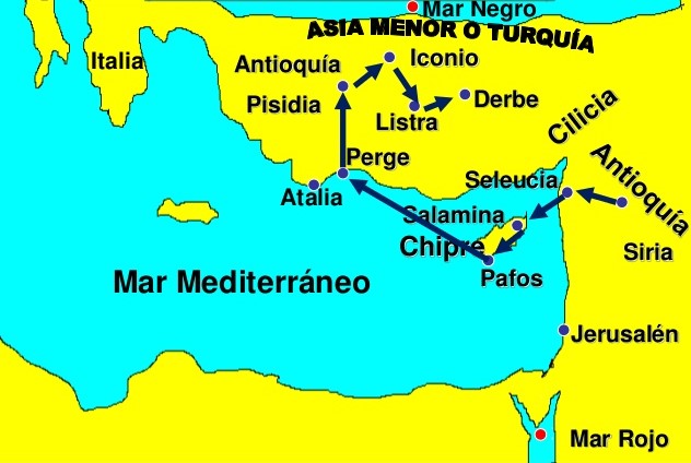 VIAJE MISIONERO DE PABLO (CON BERNABÉ EN ICONIO Y LISTRA)
