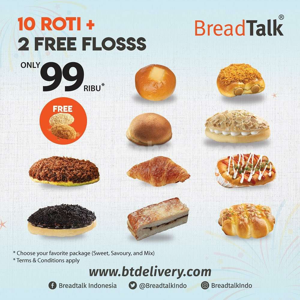 Breadtalk Promo Harga Spesial 10 Roti + 2 Free Flosss hanya Rp. 99.000 ...