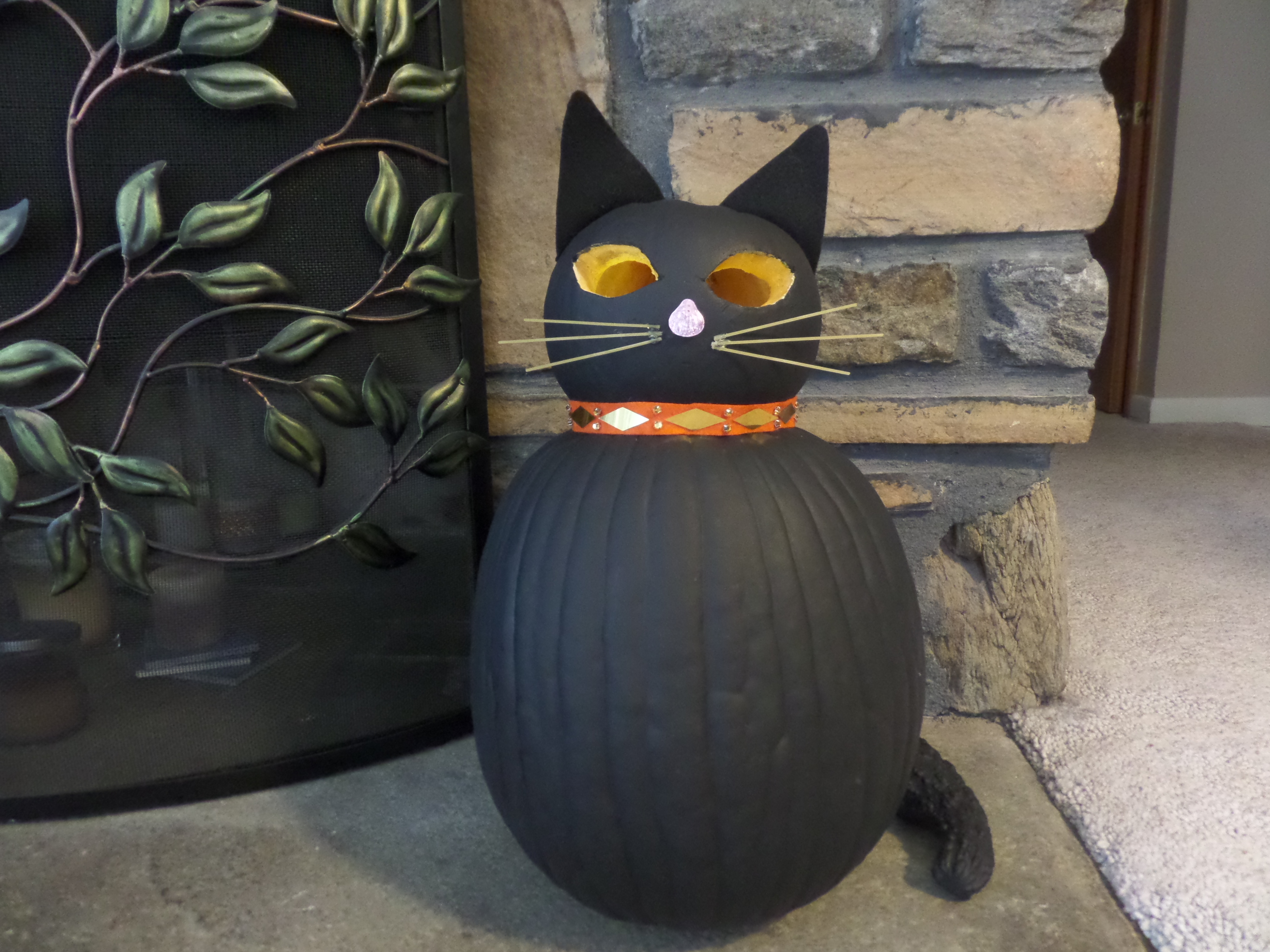 Black Cat Carved Pumpkin & Halloween Decorating Ideas