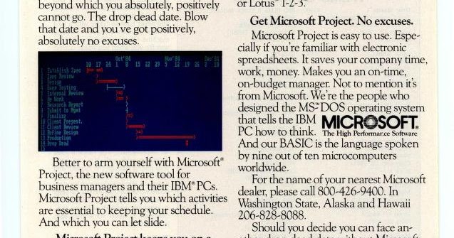 Informatica Viejuna: Microsoft Project, desde 1984