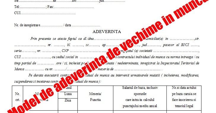 Model de adeverinta de vechime in munca valabila in 2019 | Lista de firme din Craiova - Dolj ...