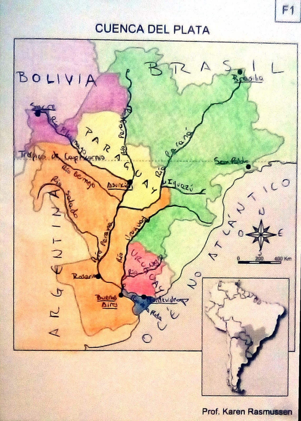Geografía 3er Año: Ficha 1: Mapas de Cuencas de Las Américas y Cuenca del Plata