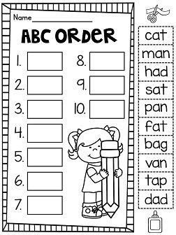 ENGLISH FIRST GRADE: ABC Order Homework