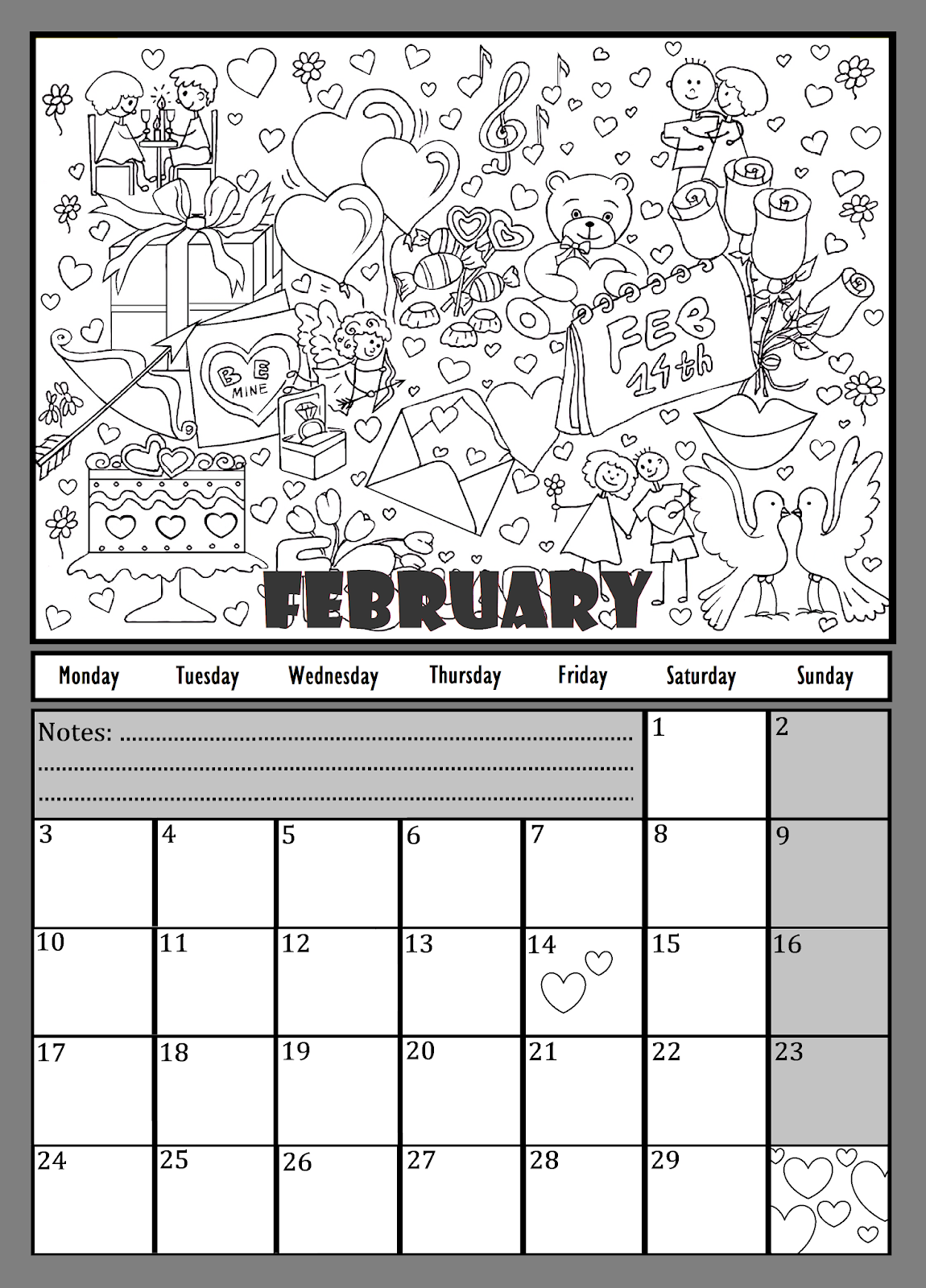 moje pomysły jak ...: Picture calendar: February 2020