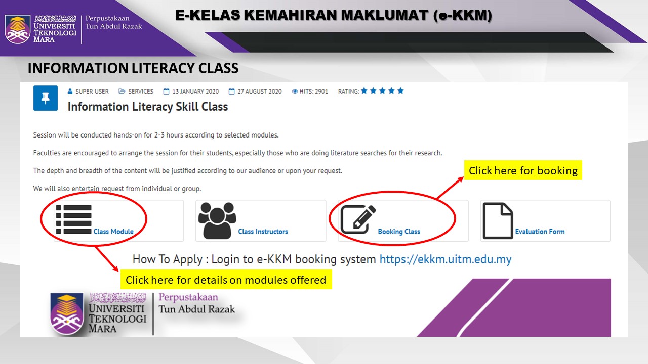 Online Information Literacy Class LMS 301 (eKKM) - Perpustakaan UiTM