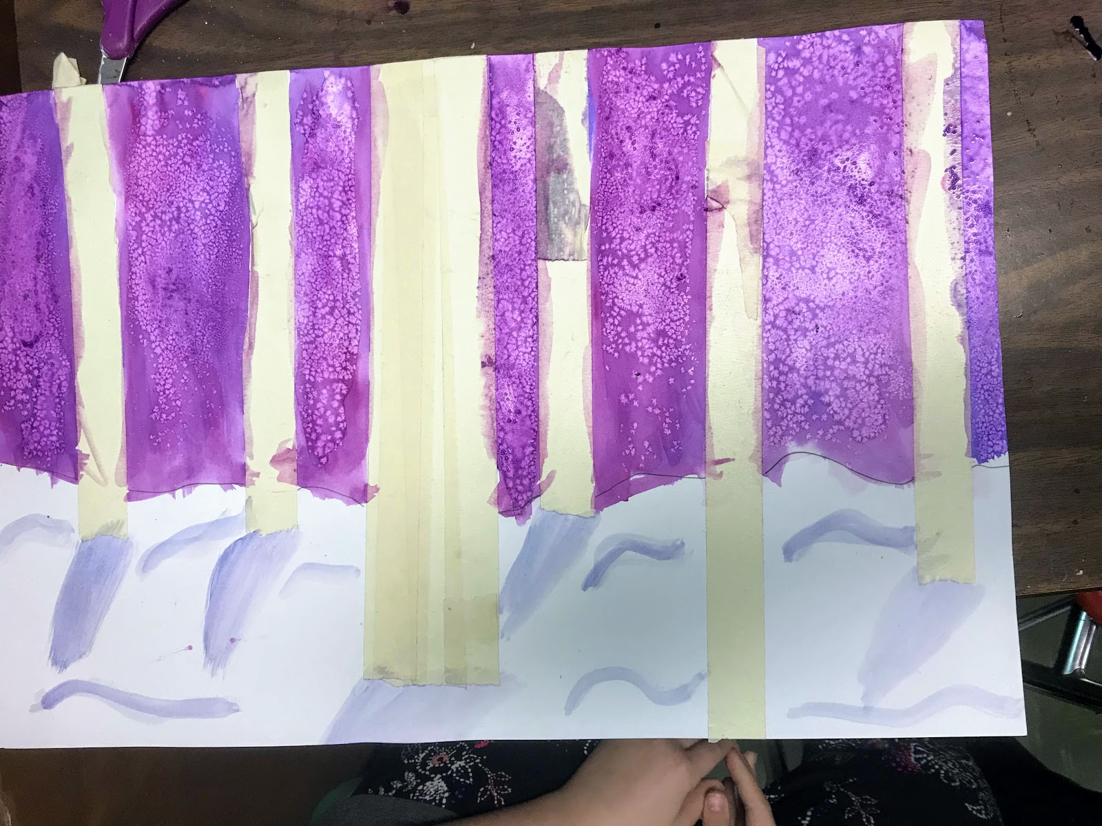 Elements of the Art Room: 5th grade Winter Birch Trees