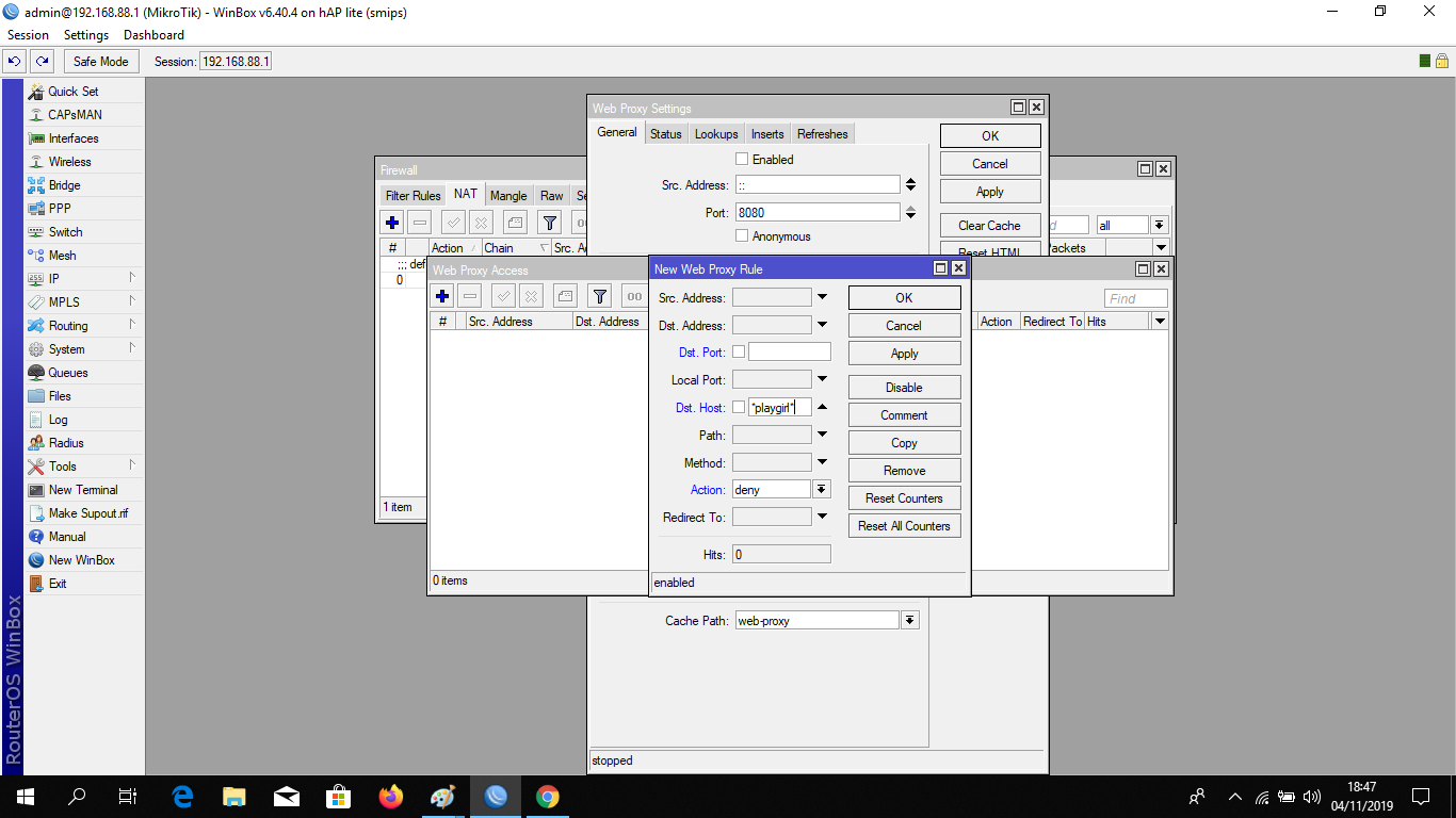 Web Proxy Mikrotik Firewall