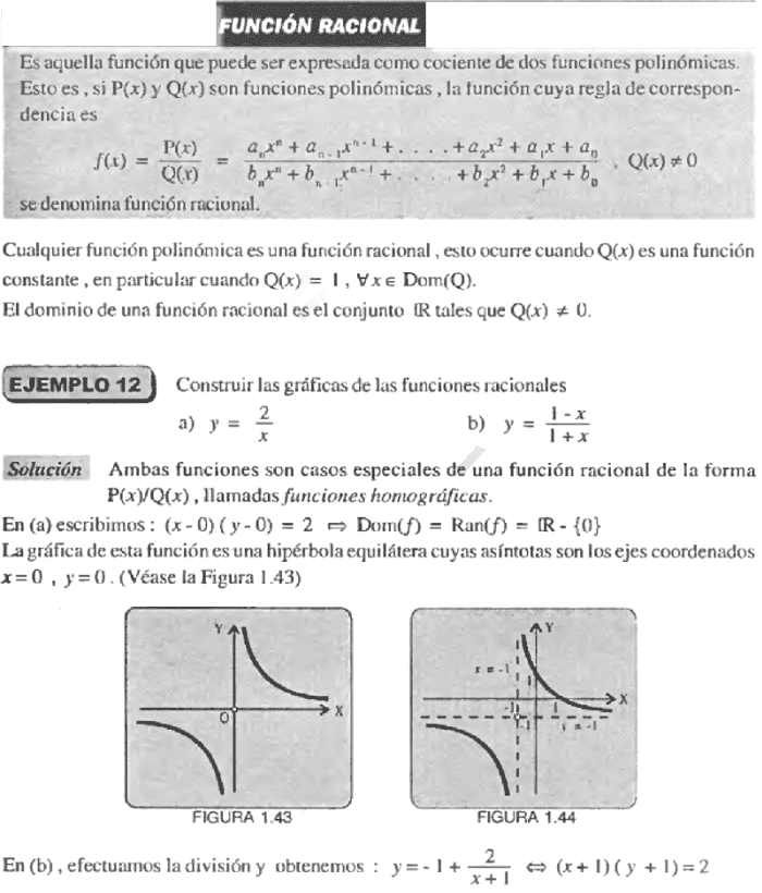 FUNCIONES RACIONALES EJEMPLOS Y EJERCICIOS RESUELTOS PDF