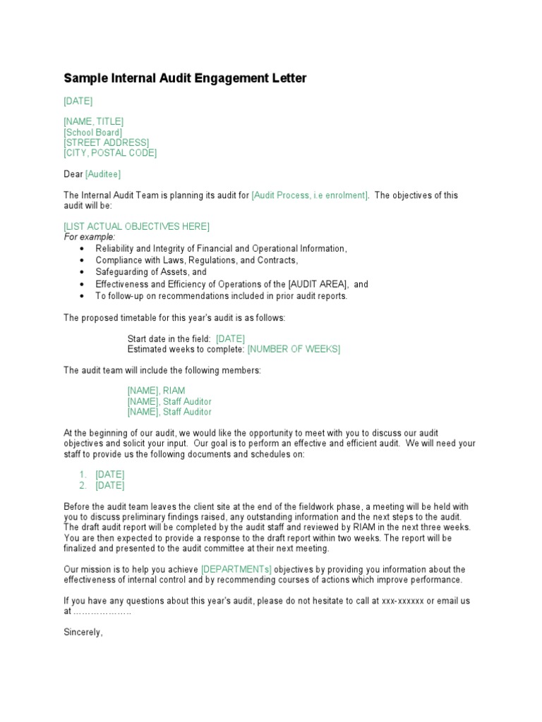 Audit Engagement Letter Template ~ Resume Letter