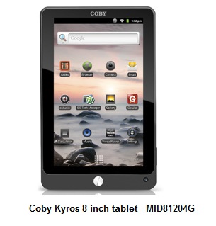 Coby Kyros 8-inch tablet