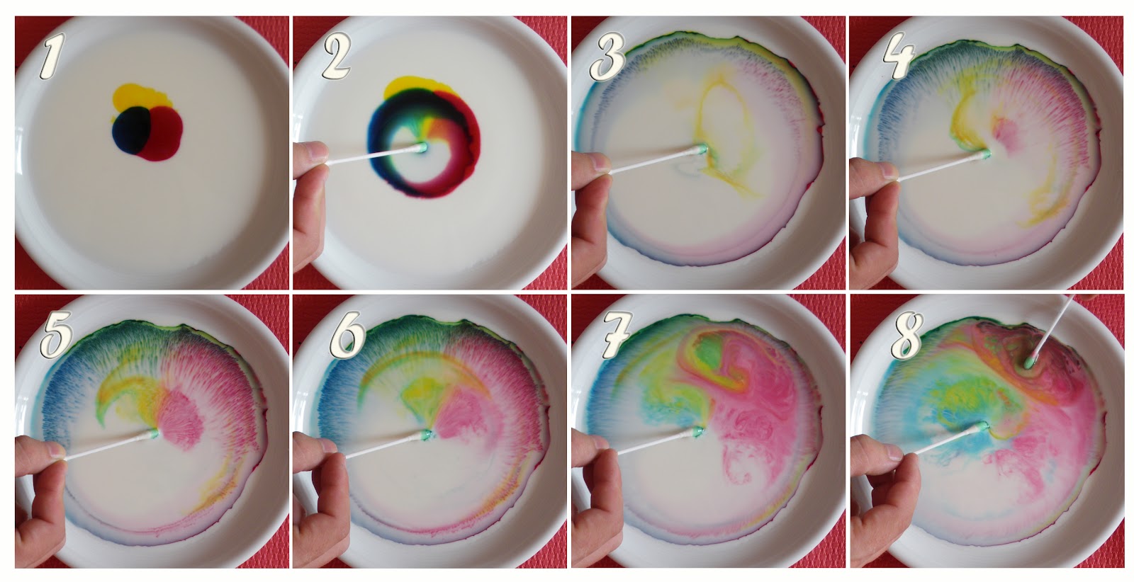 experimento leche de colores: leche de colores