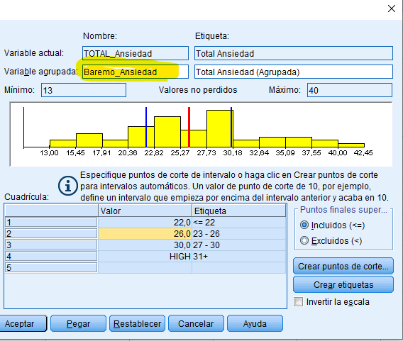 SACAR BAREMO A UN INSTRUMENTO O TEST PSICOLÒGICO EN SPSS Y EDAD