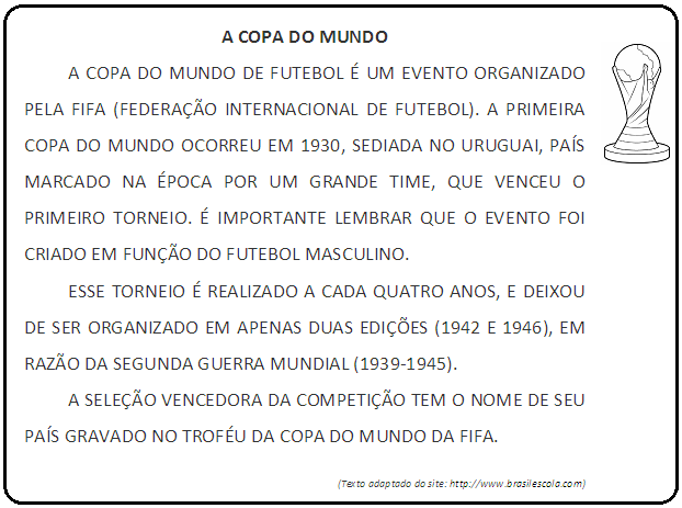 Pedagogia em Movimento: Copa do Mundo (textos informativos com ... Pedagogia em Movimento: Copa do Mundo (textos informativos com ...