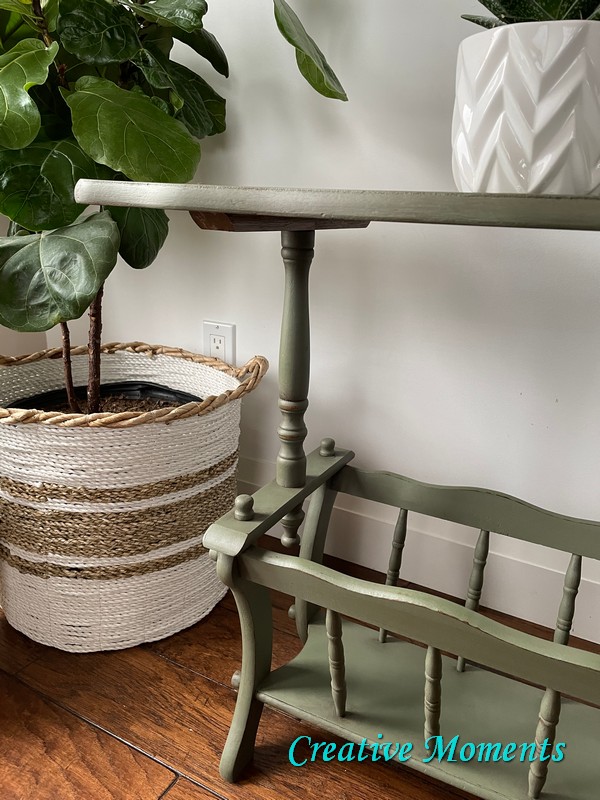 Vintage Accent Table Restored in Rustic Green