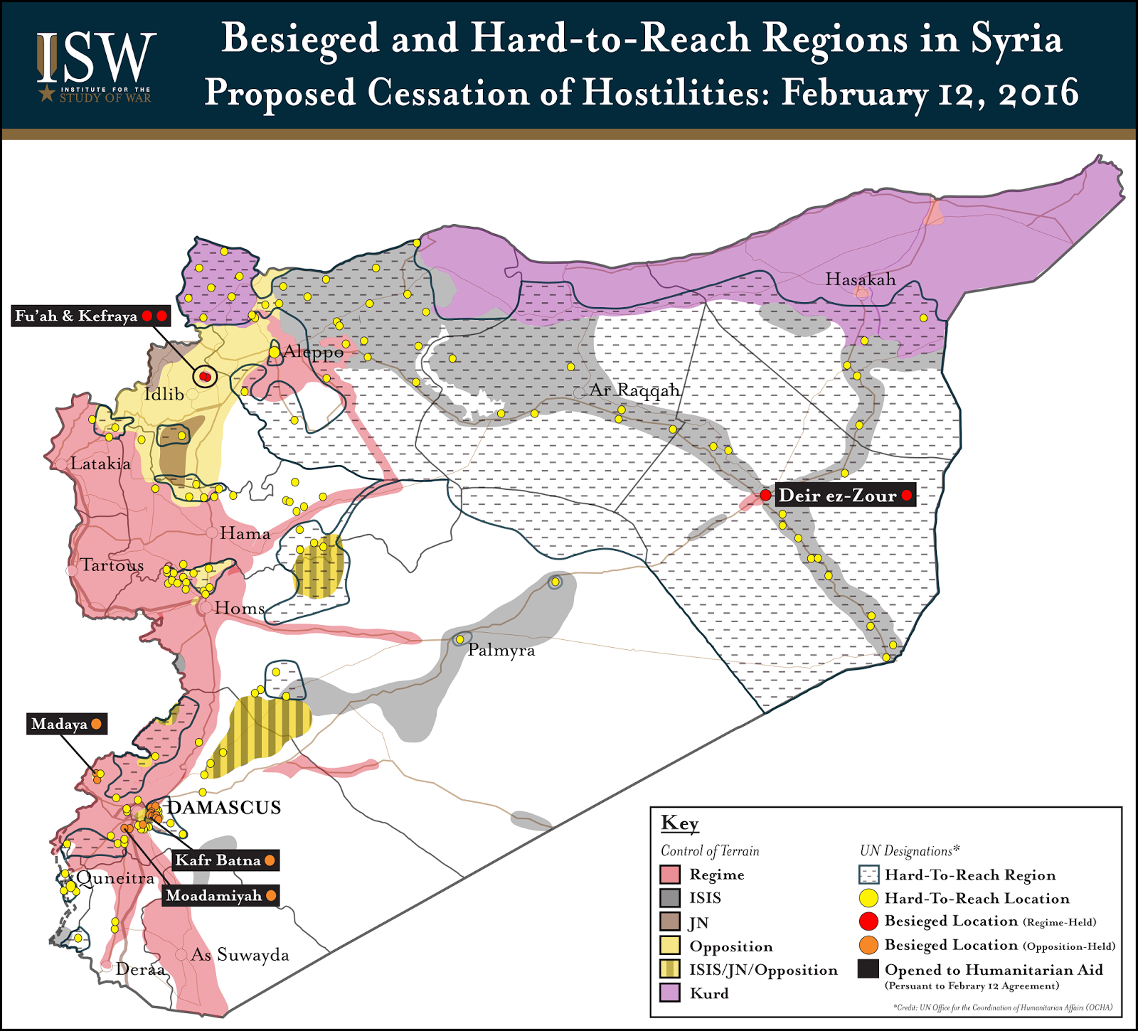 ISW Blog: Besieged and Hard-to-Reach Regions of Syria: February 12, 2016