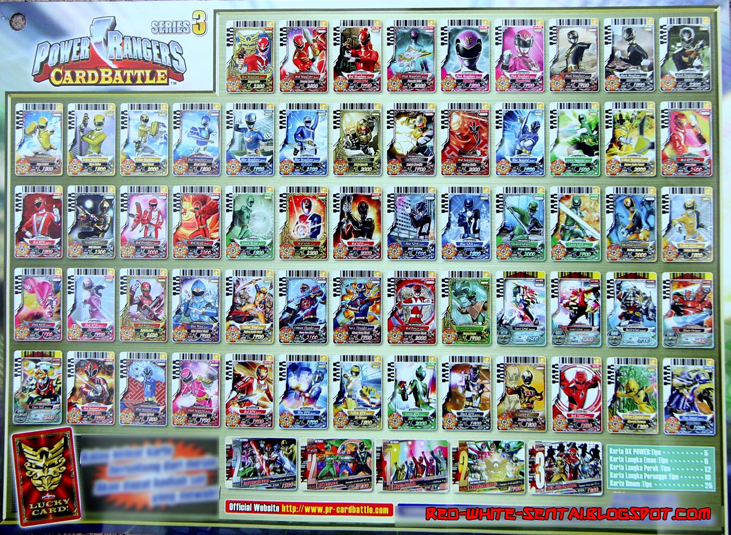 Red and White Sentai: Power Ranger Card Battle Series 3 - Card List