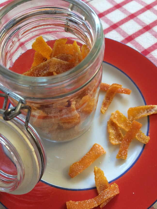 Scraptella: Tiras de naranja azucaradas