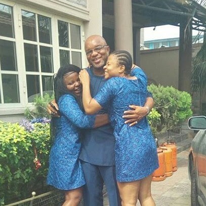 Photo of Bimbo Ademoye, her sister and father