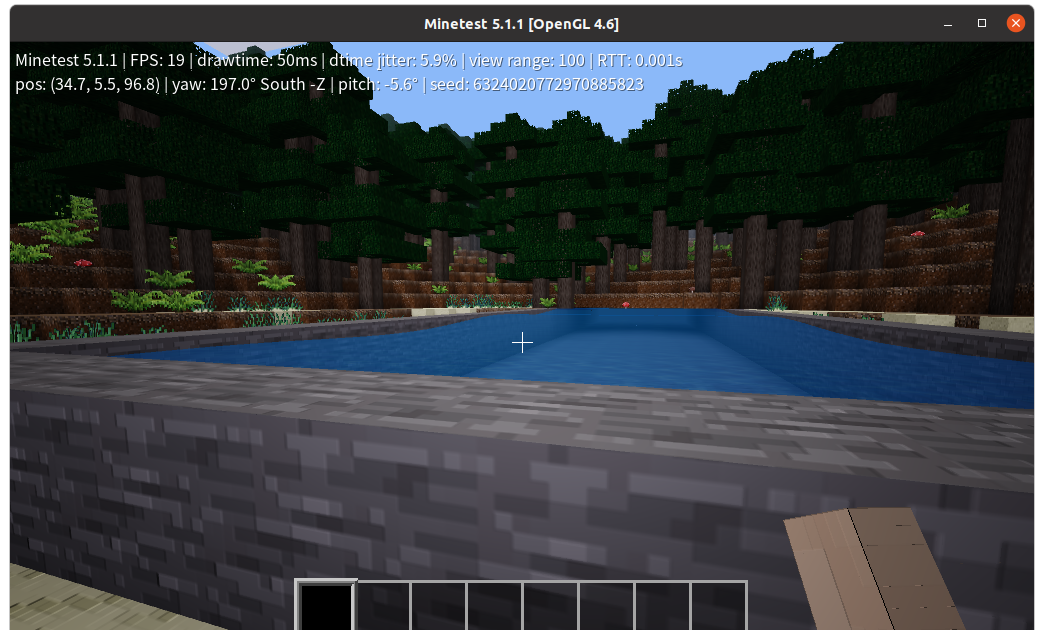 serverあれこれ: Ubuntu20.04でPycraft mod for MinetestとPythonを使用して指定の大きさのプールを作成する