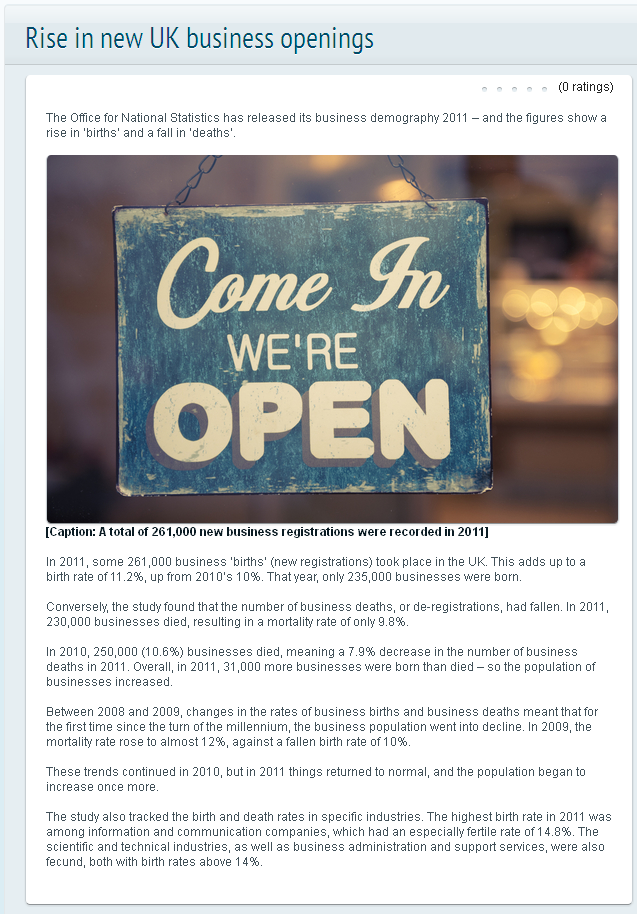 James Harle's Online Portfolio: Openings Rise News Story