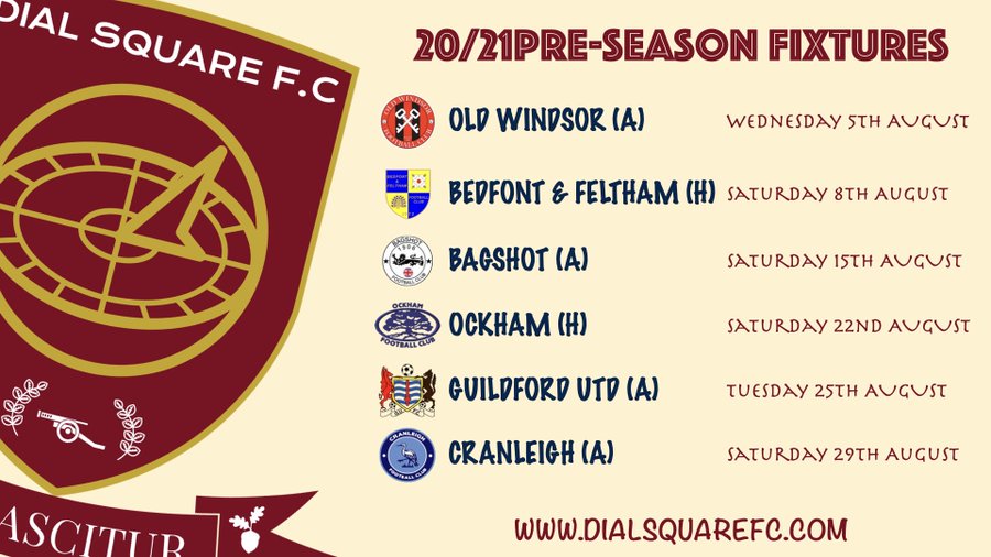The Cold End: NEW CLUB DIAL SQUARE ANNOUNCE THEIR PRE-SEASON FIXTURES