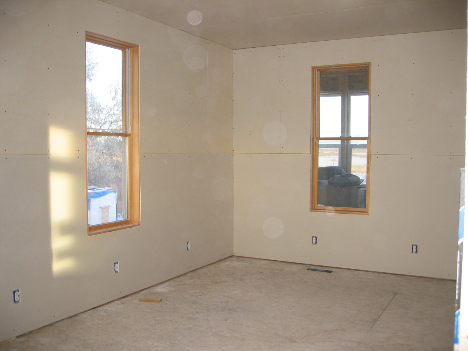 Our House Building Adventure: Sheetrock installed in Living Room on 12 ...