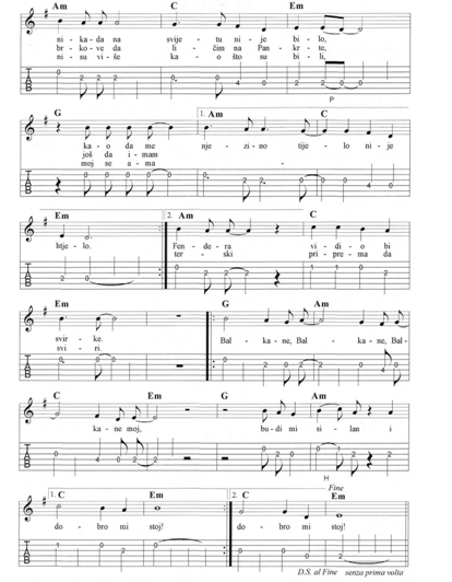 | AKUSTIČNA GITARA |: AZRA BALKAN AKORDI NOTE TABOVI