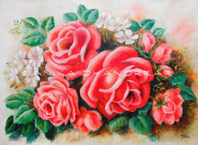 ArtEWorld by Sanika Dhanorkar: 173: Acrylic Painting: Red Roses