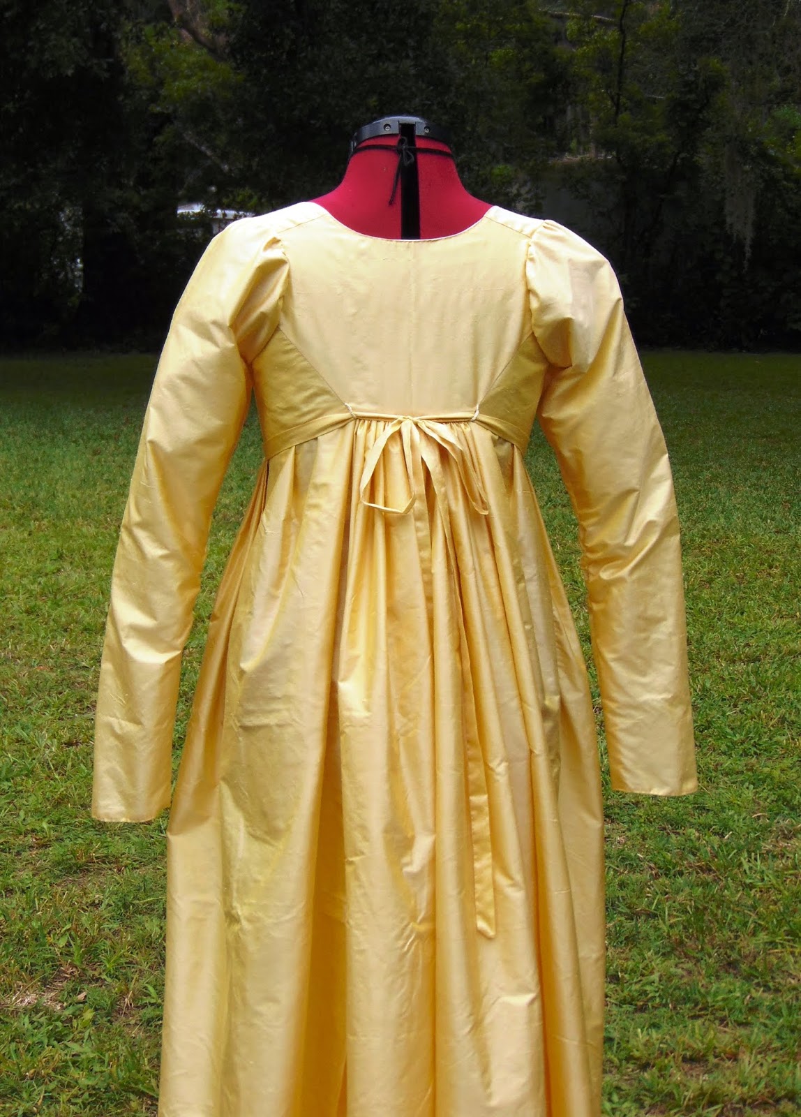 The Antique Sewist: Regency Bib Front Dress - Yellow Silk