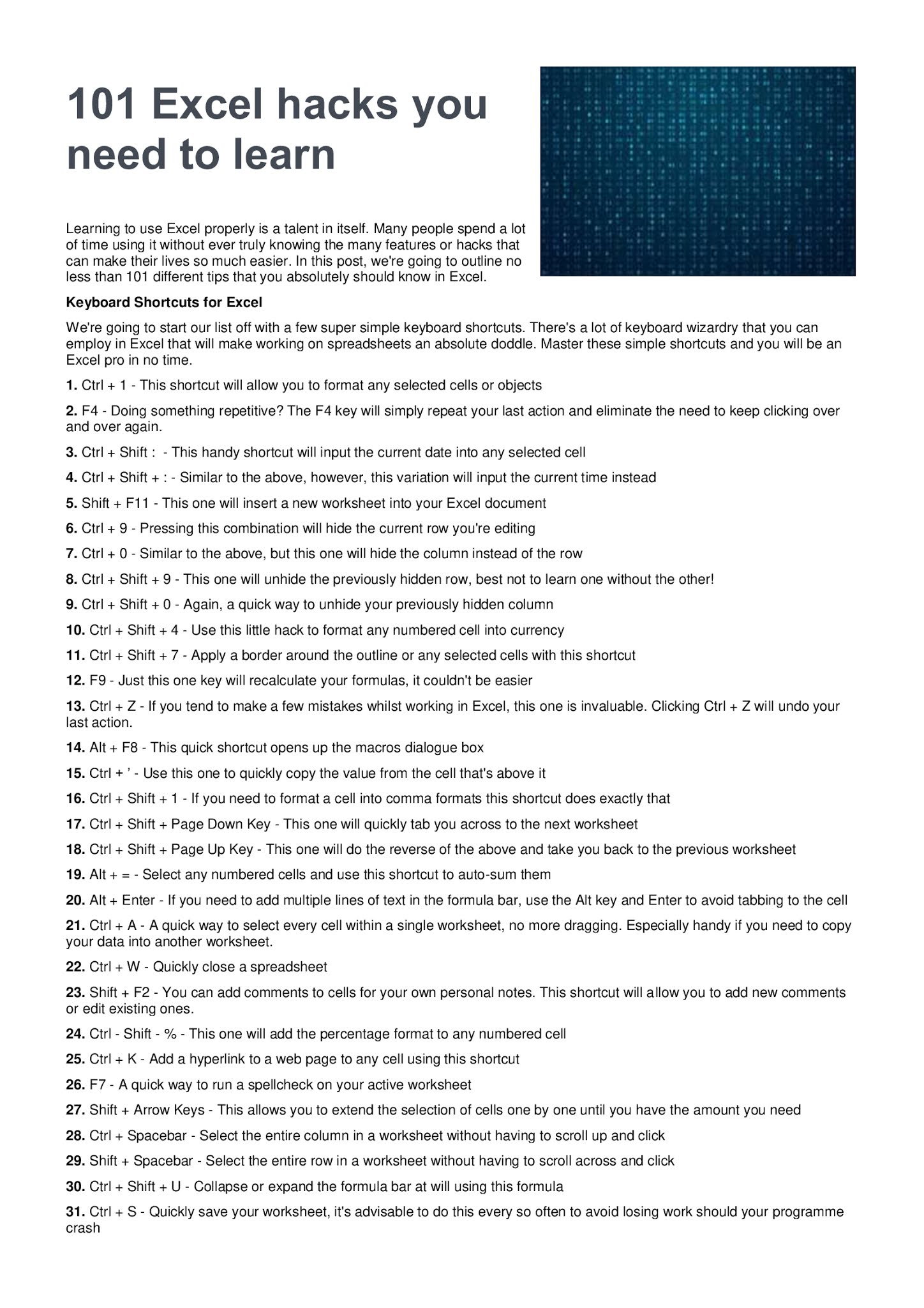 101 Excel hacks you need to learn 2021 PDF FREE - KING OF EXCEL