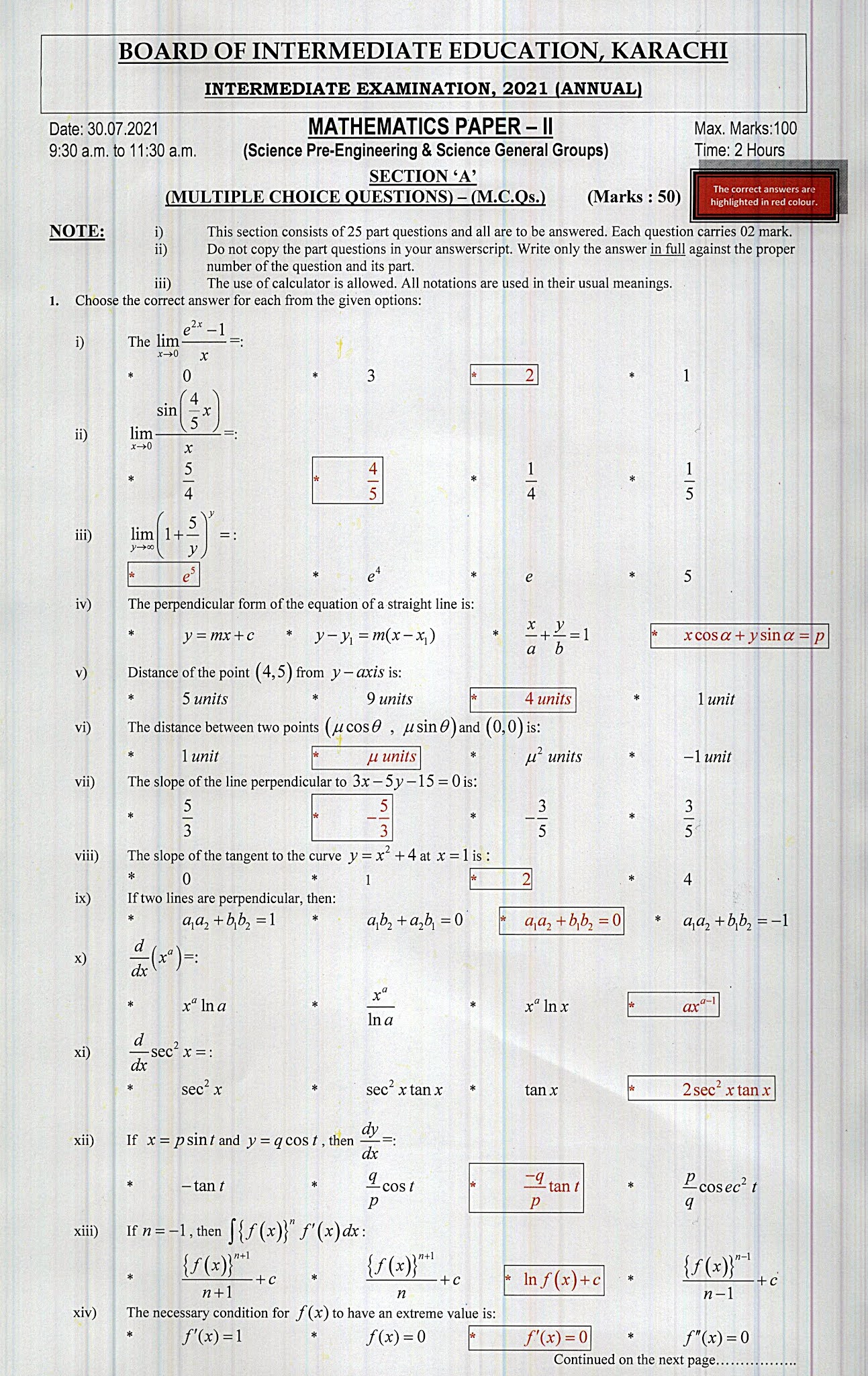 Education Is The Key To Success: Mathematics Paper II - Past Paper 2021 ...