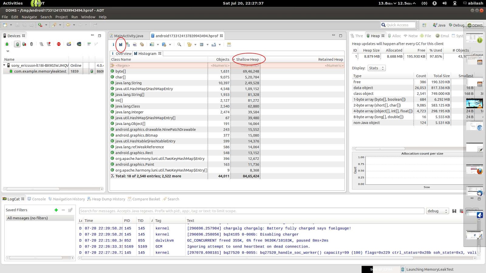 Android MAT memory leak analysis tutorial