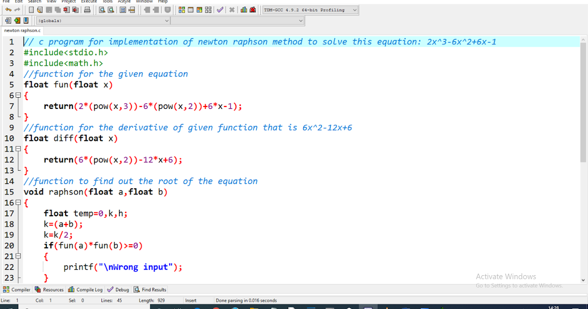 Write a C program to find the root of equation using Newton Raphson ...