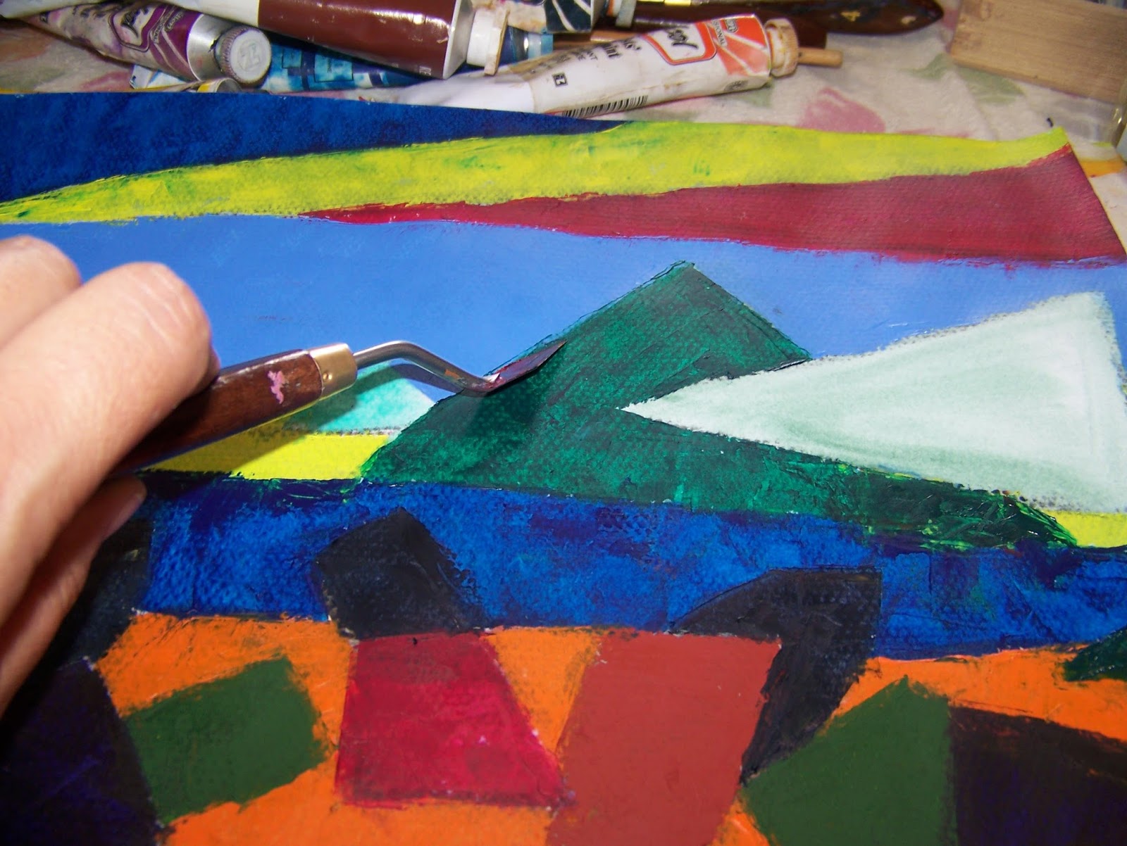 A Pretty Talent Blog: Painting A Cubist Abstract Landscape In Oils