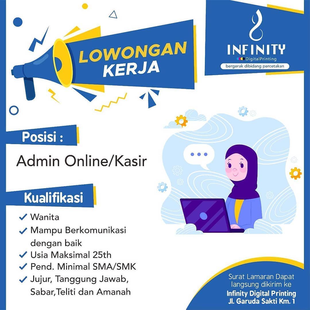 Lowongan Kerja Admin Online/Kasir Infinity Digital Printing - Karir Riau Lowongan Kerja Admin Online/Kasir Infinity Digital Printing - Karir Riau