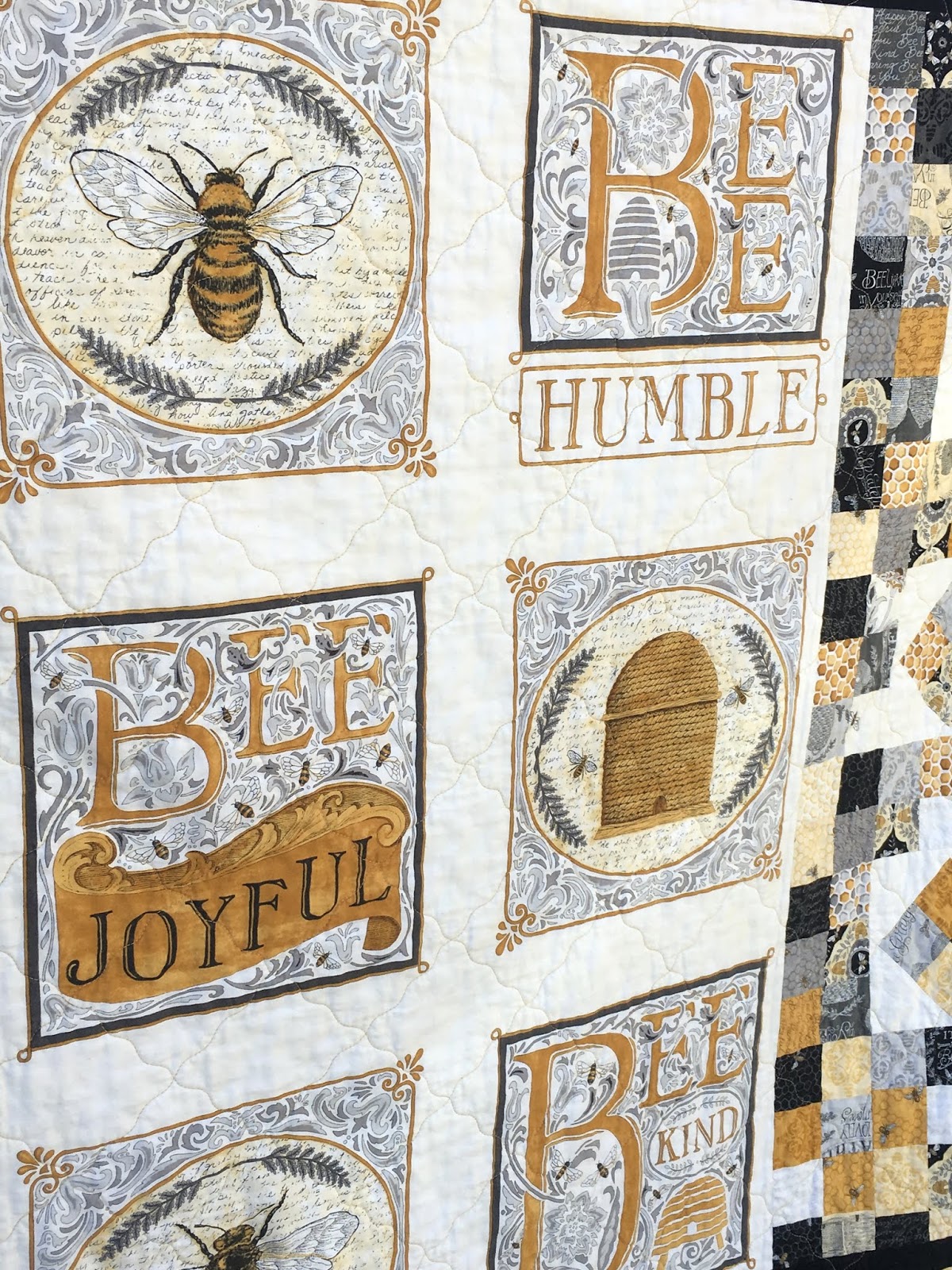 Ye Olde Sweatshop: Bee Joyful Quilt All Finished (Part Two)