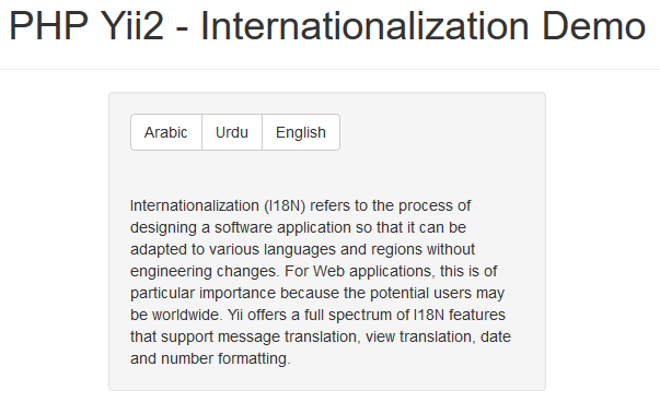 PHP Yii2 Framework - Internationalization PHP Yii2 Framework - Internationalization