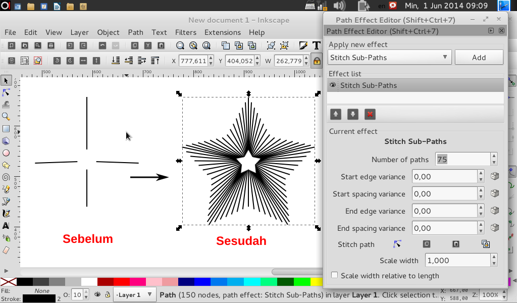 Fitur Stitch Sub-Paths pada Inkscape - Istana Media