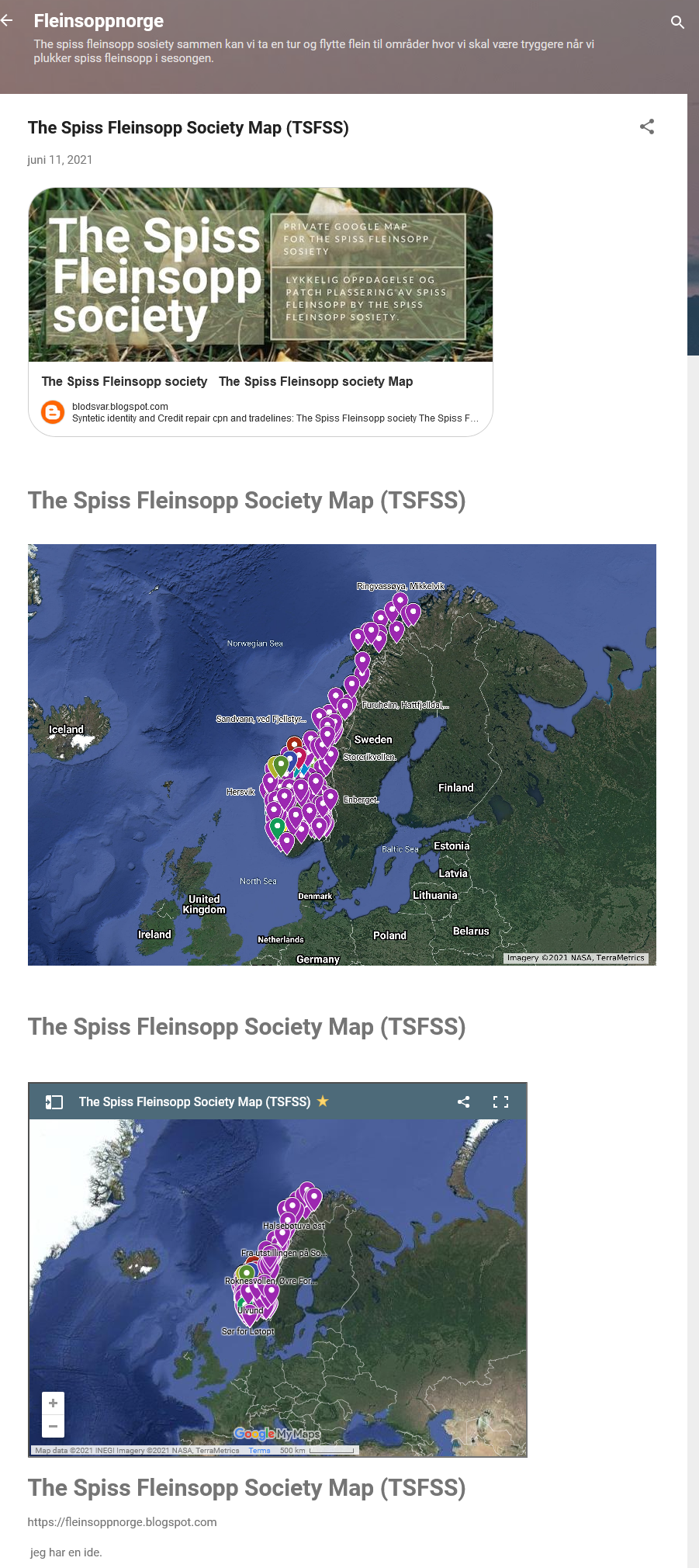 The Spiss Fleinsopp Society Map (TSFSS)
