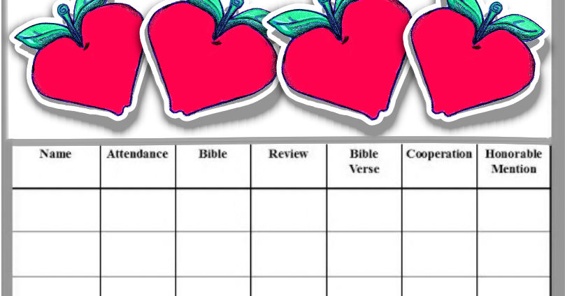 Children's Gems In My Treasure Box: Apple Attendance Sheet